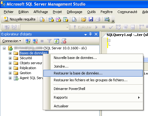 Restauration d’une base Sage L100 SQL Server | Infraworld